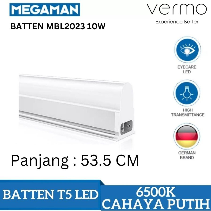 Jual MEGAMAN Batten T5 LED MBL2023 10W 6500K | Shopee Indonesia
