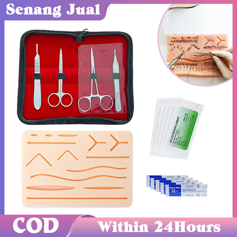 Jual Alat Hecting Set Jahit Luka Latih Medis Hecting Pad Silicone ...