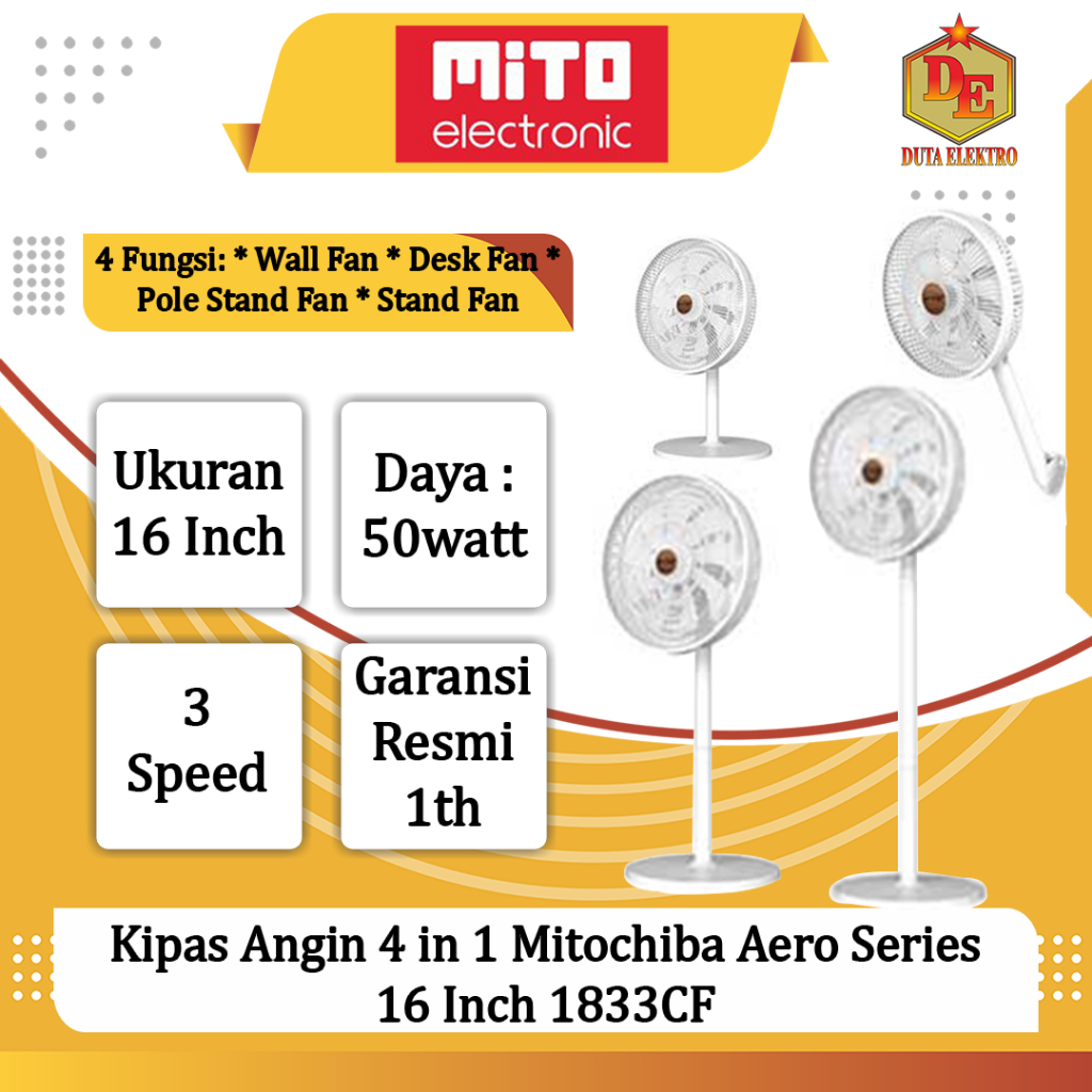 Jual Kipas Angin 4 in 1 Mito 1833 CF Aero Series 16 inch Tegak Dinding ...