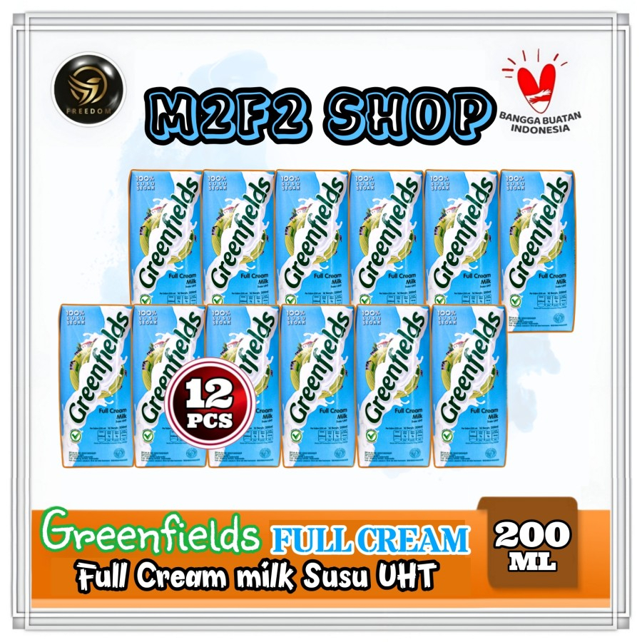 Jual Greenfields Susu Kotak UHT Full Cream Milk | Plain - 200 ml (Kemasan 12 Pcs) | Shopee Indonesia