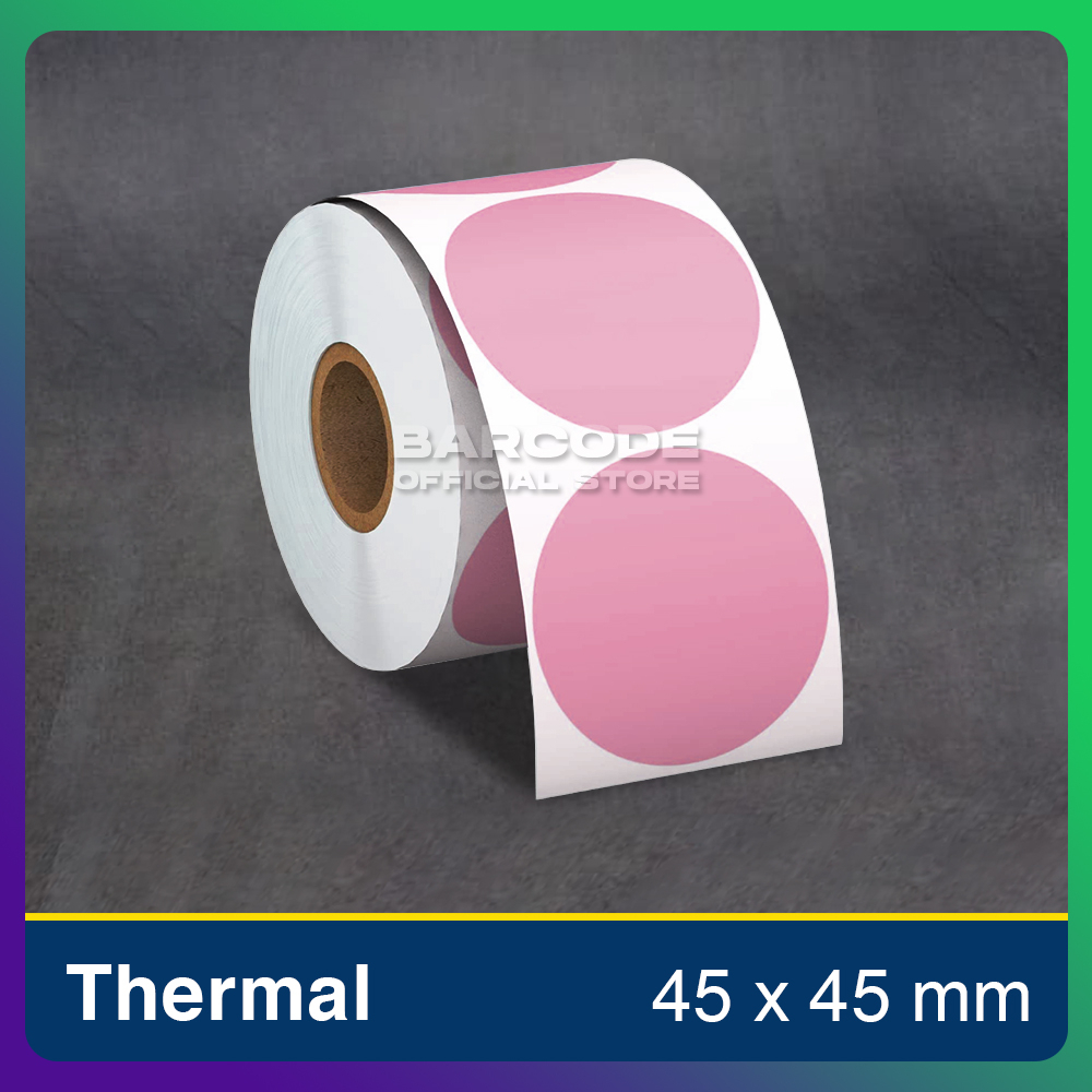Jual Label Stiker Bulat 45x45 mm Thermal Sticker Warna Pink 45 x 45 Isi ...
