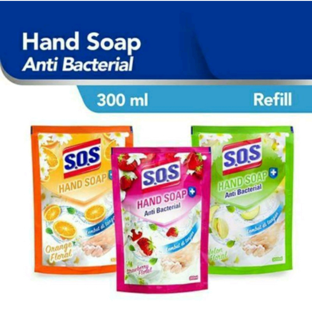 Jual SOS HAND SOAP ANTI BACTERIAL REFILL 300 ml - Sabun Cuci Tangan SOS ...