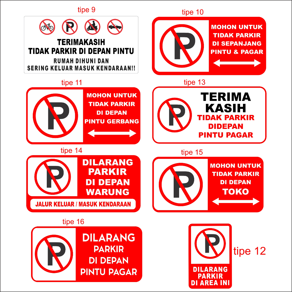 Jual AKRILIK CUSTOM DILARANG PARKIR SIGNAGE PLANG RAMBU RUBAH KATA KATA ...
