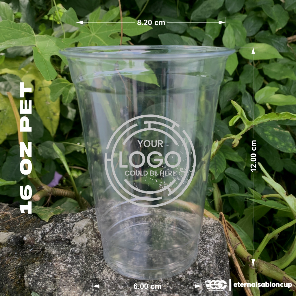 Jual Sablon Cup 14 / 16 oz merk PET Starindo + LID Strawless/Flat/Dome ...