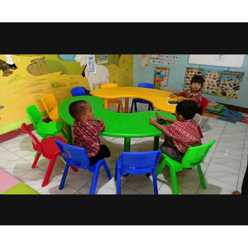 Jual PREMIUM TEBAL MEJA PAUD TK ANAK PERSEGI BULAN LONJONG WARNA WARNI ...