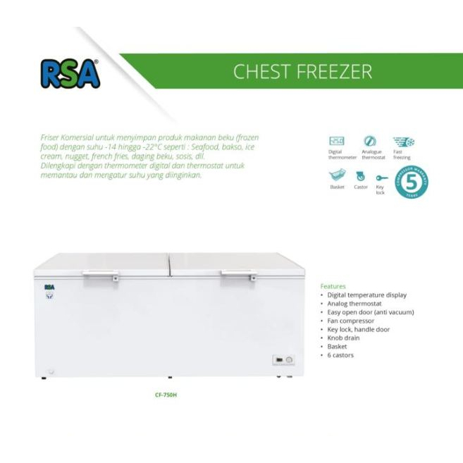 Jual RSA CF-750H CF750H CF 750 H Chest Freezer - Box Pendingin - Lemari ...