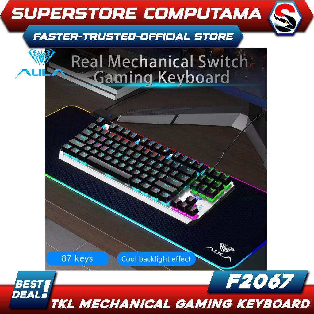 Jual Keyboard Gaming TKL Mechanical AULA F-2067 RGB-AULA F2067 | Shopee ...