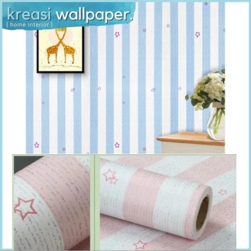Jual Wallpaper Dinding Sticker 3D Salur Biru & Pink Bintang Anak | Walpaper Stiker | Shopee ...