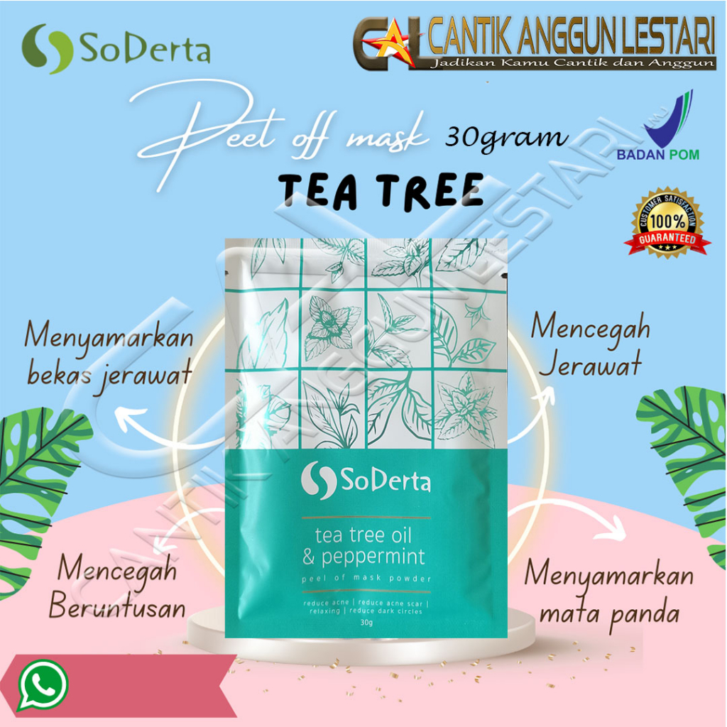 Jual SODERTA TEA TREE OIL & PEPPERMINT Peel Off Mask Masker Wajah BPOM ...