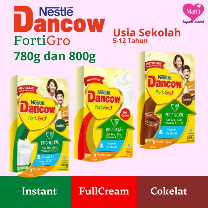 Jual Susu Bubuk Instant Plain, Susu Bubuk Instant Cokelat dan Full Cream DANCOW Fortigro 780g ...