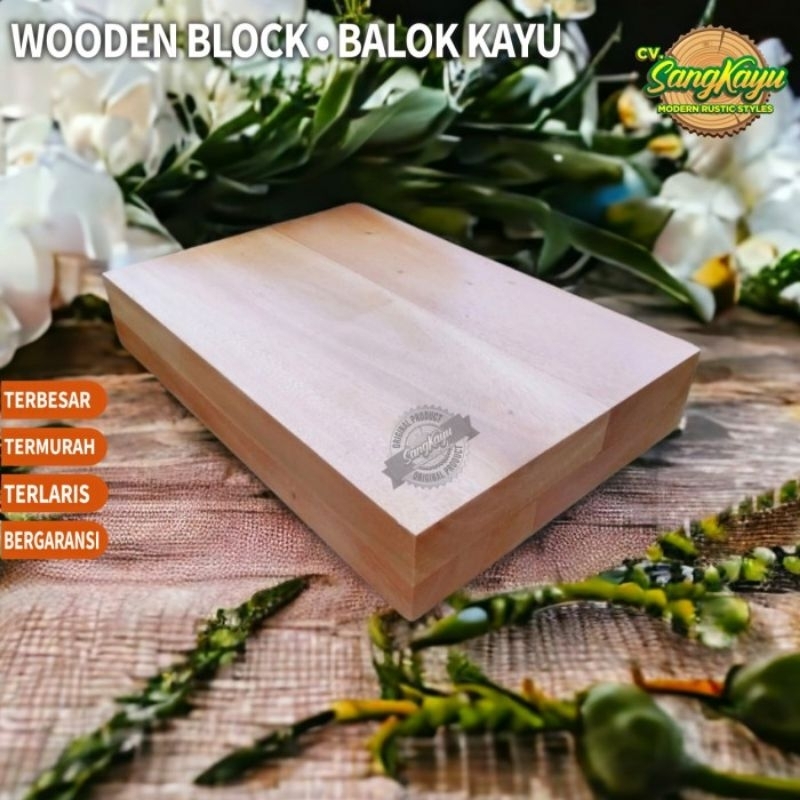 Jual Wooden Block 30x21x5 cm balok kayu pajangan display stand ...