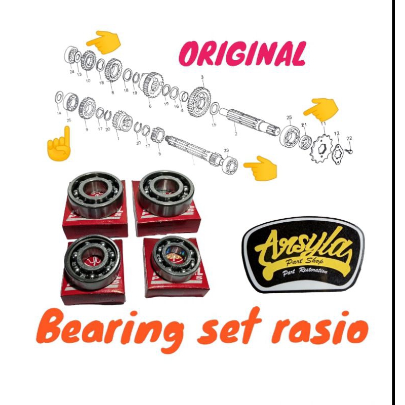 Jual bearing laher rasio gear box gigi set Honda Astrea star prima ...