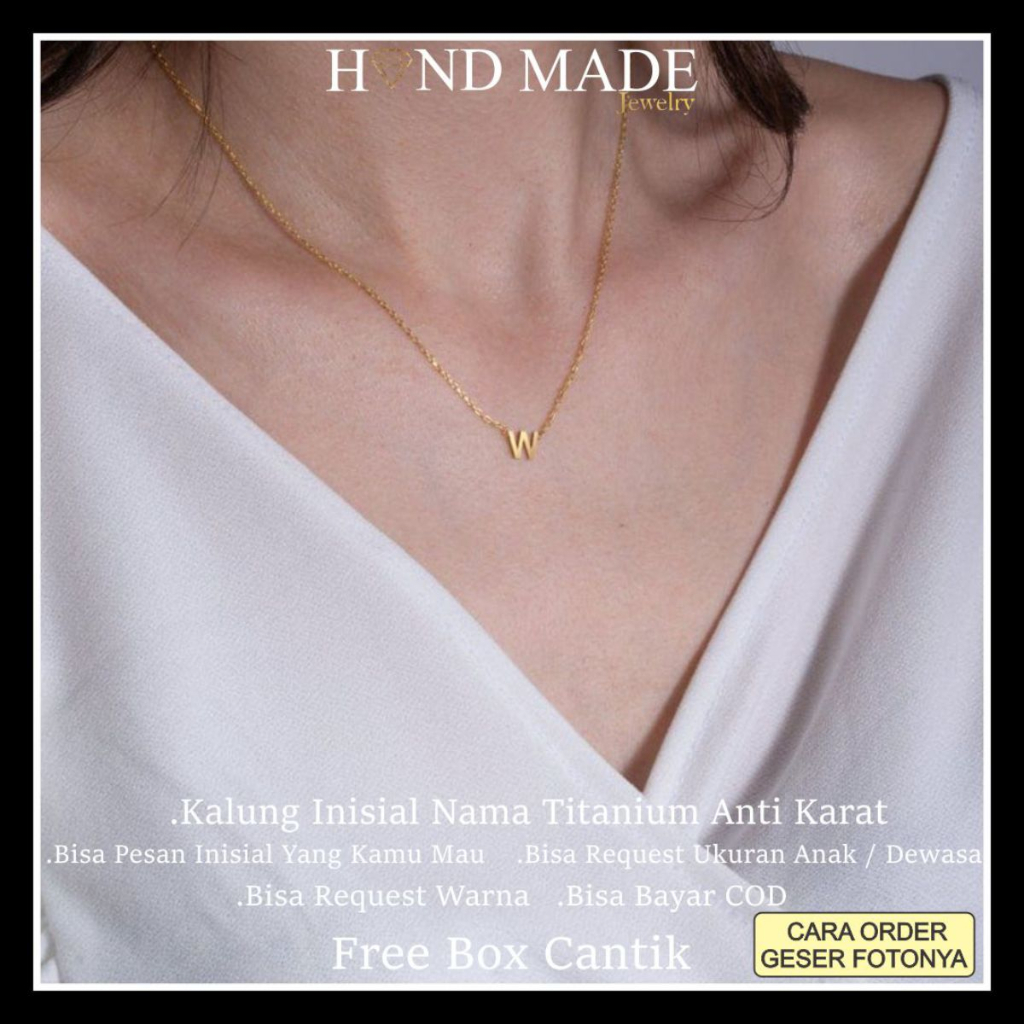 Jual kalung inisial nama titanium anti karat anak dewasa kalung inisial ...