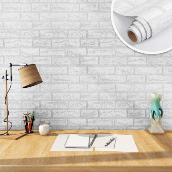 Jual Unik WALLPAPER DINDING MOTIF BATA PUTIH PANJANG 10M X LEBAR 45CM ...