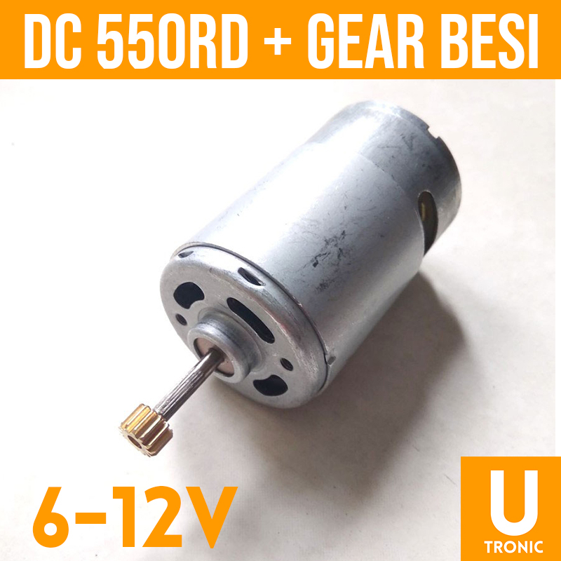 Jual Dinamo Motor DC 550 RD dengan GEAR BESI (KUNING) | 6V - 12V | 5500 ...