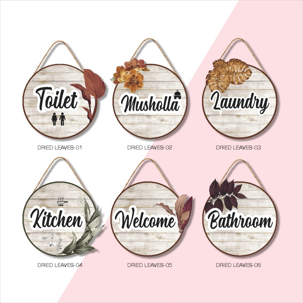 Jual Prima Shabby Hiasan Pajangan Dinding Walldecor Poster Round Dried Leaves Toilet Musholla ...