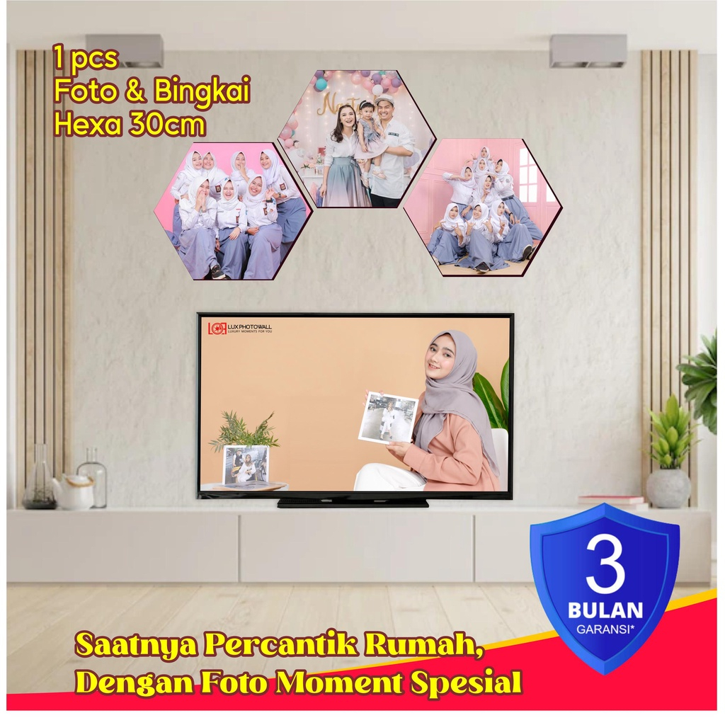 Jual Cetak Foto Bingkai Hexagonal Segi Enam 30cm Frame Pajangan Dekorasi Exclusive Tanpa Paku ...