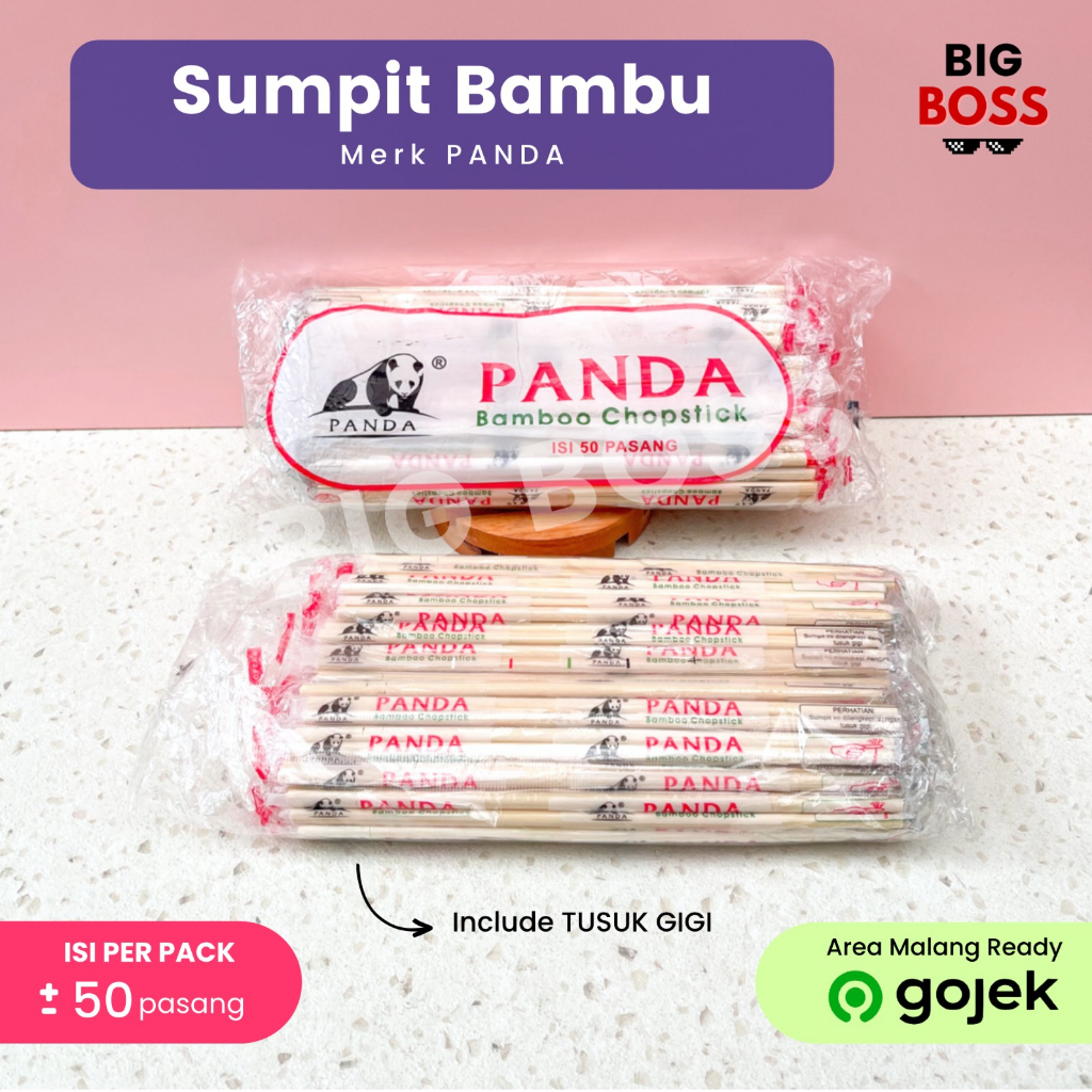 Jual [ISI 50 PASANG] Sumpit Bambu Panda + Tusuk Gigi Steril Higienis ...