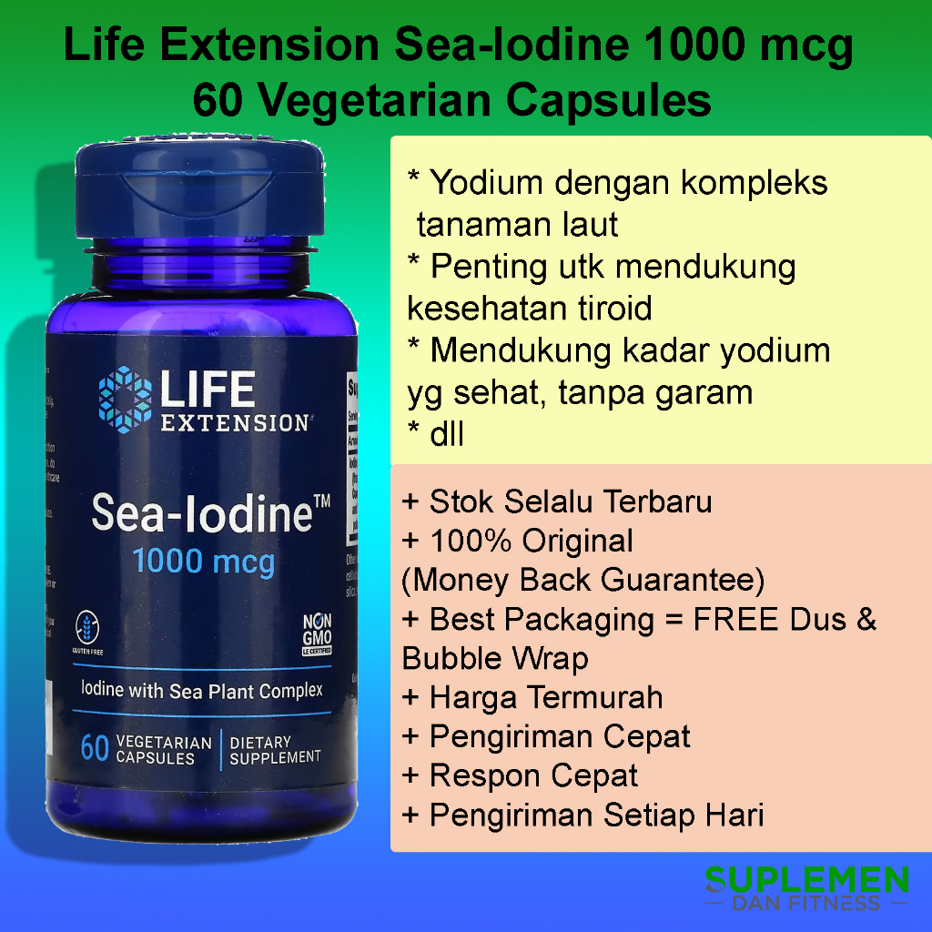 Jual Life Extension Sea-Iodine 1000 mcg 60 Vegetarian Yodium Laut Sea ...