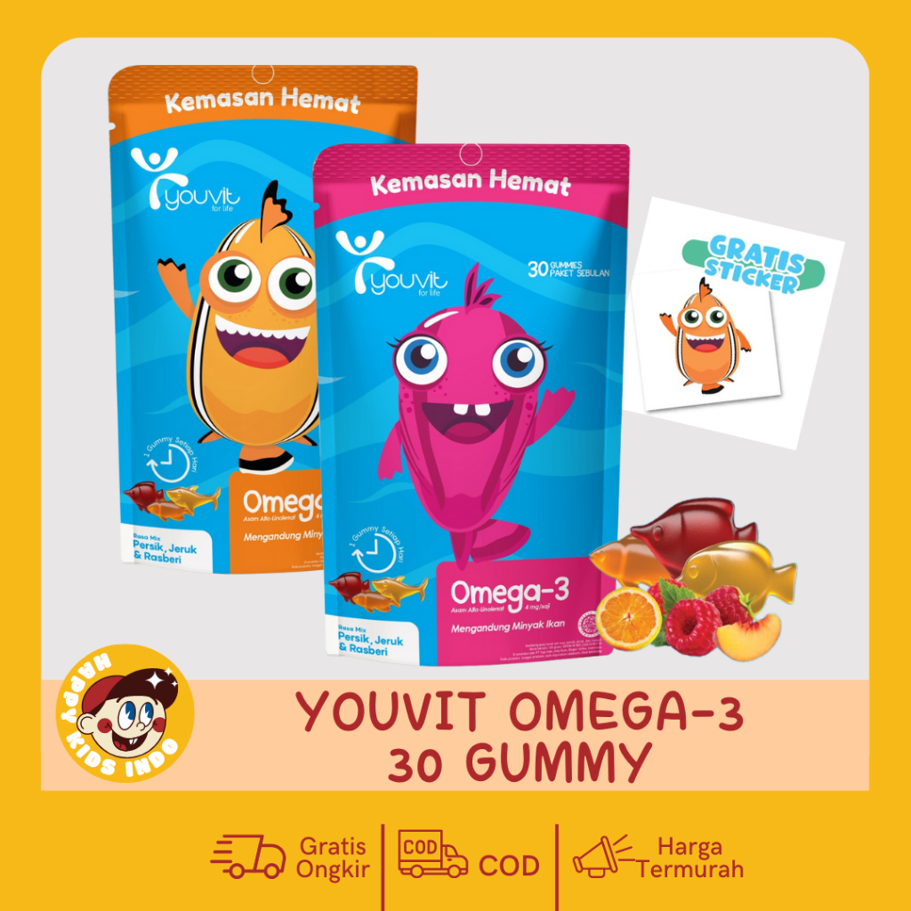 Jual YOUVIT OMEGA-3 ANAK 1 POUCH ISI 30 GUMMY ( 30 HARI ) - YOUVIT ANAK UNTUK OTAK & MATA ...