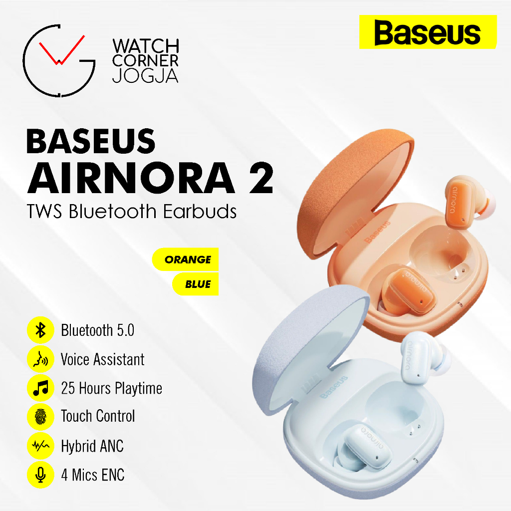 Jual BASEUS AIRNORA 2 TRUE WIRELESS BLUETOOTH EARPHONE EARBUDS TWS ANC ...