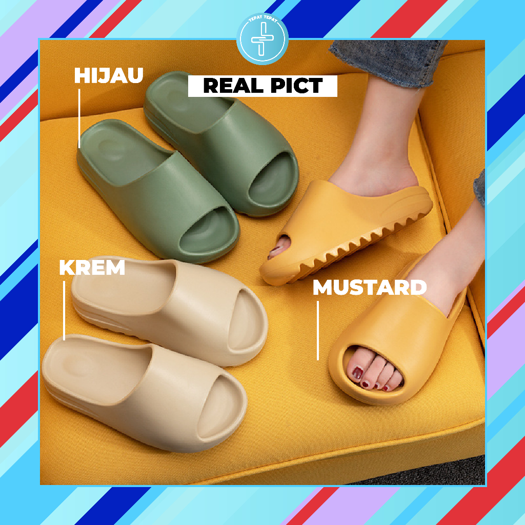 Jual Sandal wanita sendal karet slop rumah monstera slide slip YEEZY ...