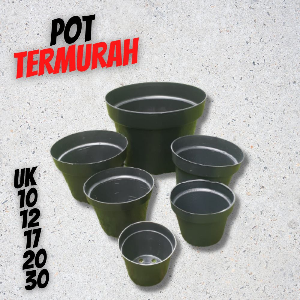 Jual Pot Tanaman/Pot Bunga/ Pot Plastik Hitam uk 10 12 15 17 20 25 30 ...