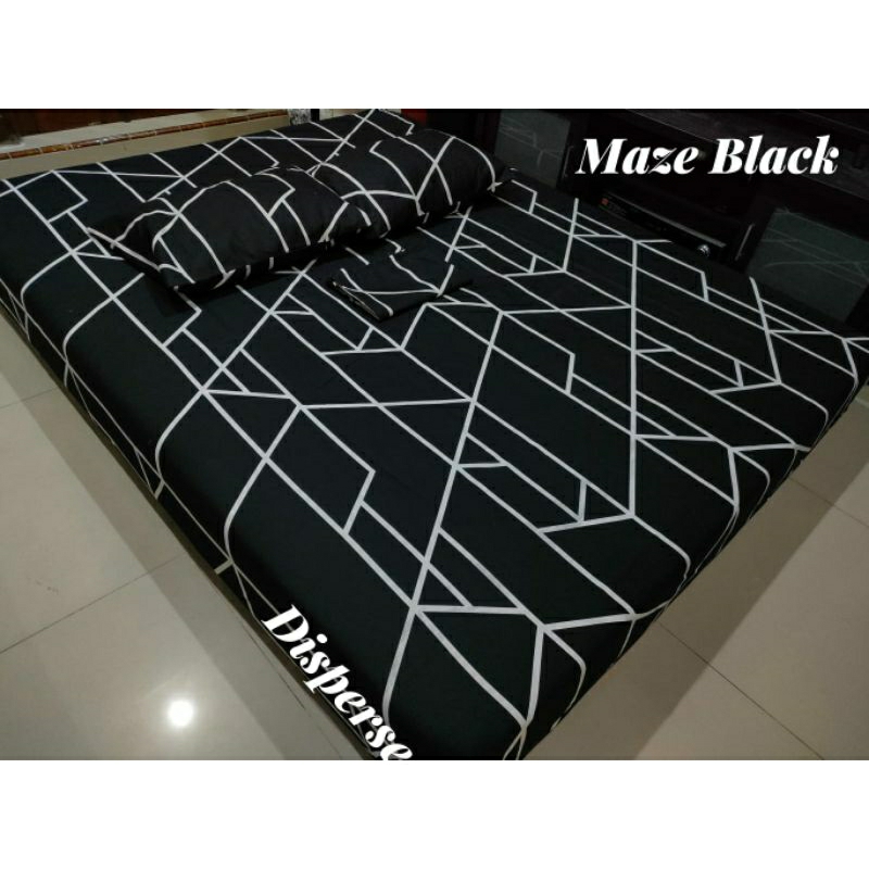 Jual SPREI MAZE BLACK ABSTRAK HITAM AESTHETIC TERMURAH 120x200 160x200 ...