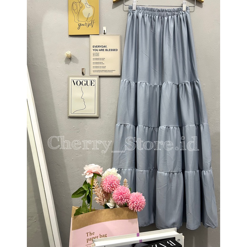Jual Cherry_Ruffle Skirt 4 susun / rok wanita korea / skirt korean ...