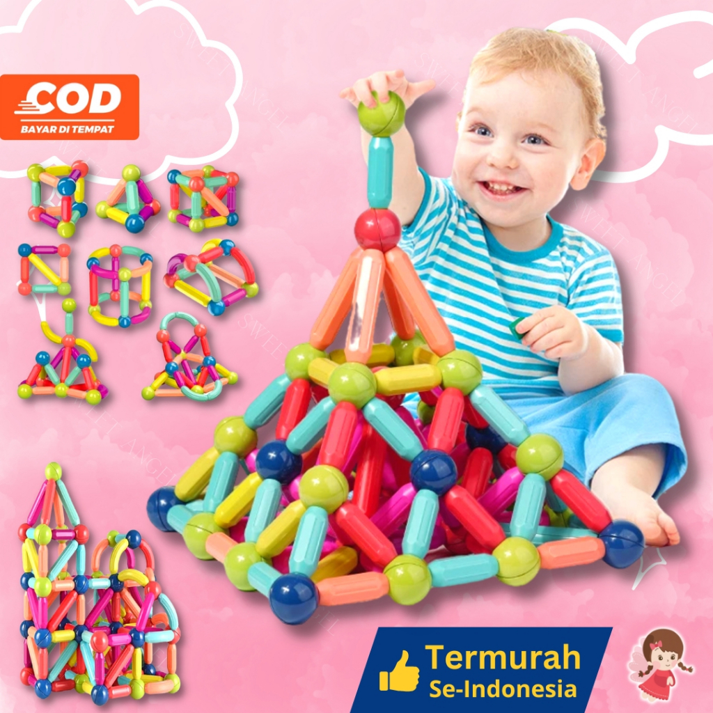 Jual Mainan Edukasi anak Magnetic Stick Block Merakit Mainan with Box ...