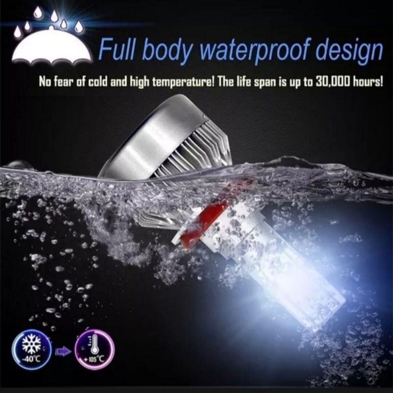 Jual Lampu Mobil COB Waterproof Headlight High Lumen C6 Bisa DIM Lampu ...