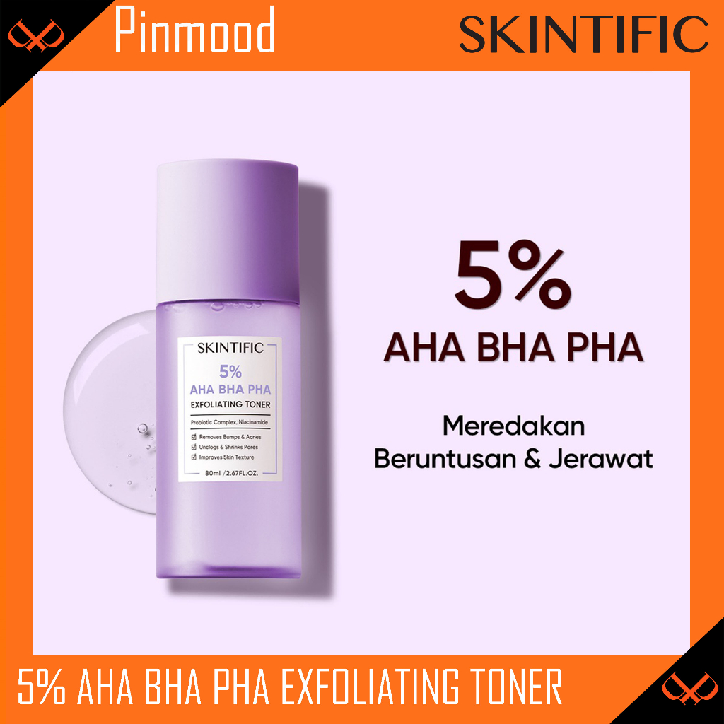 Jual SKINTIFIC 5% AHA BHA PHA EXFOLIATING TONER FACE [ 80 ML ] - EKSFOLIASI WAJAH GLOW AND ...