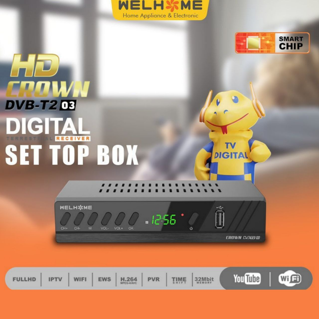 Jual SET TOP BOX WELHOME STB DVB-T2 Receiver TV Digital Penerima Siaran TV Digital Siaran HD STB ...