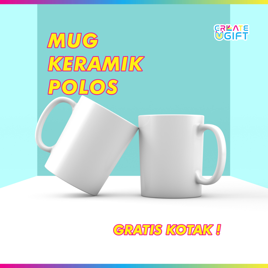 Jual Mug Putih Polos Gratis kotak Mug Keramik Gelas Mug Souvenir Polos ...