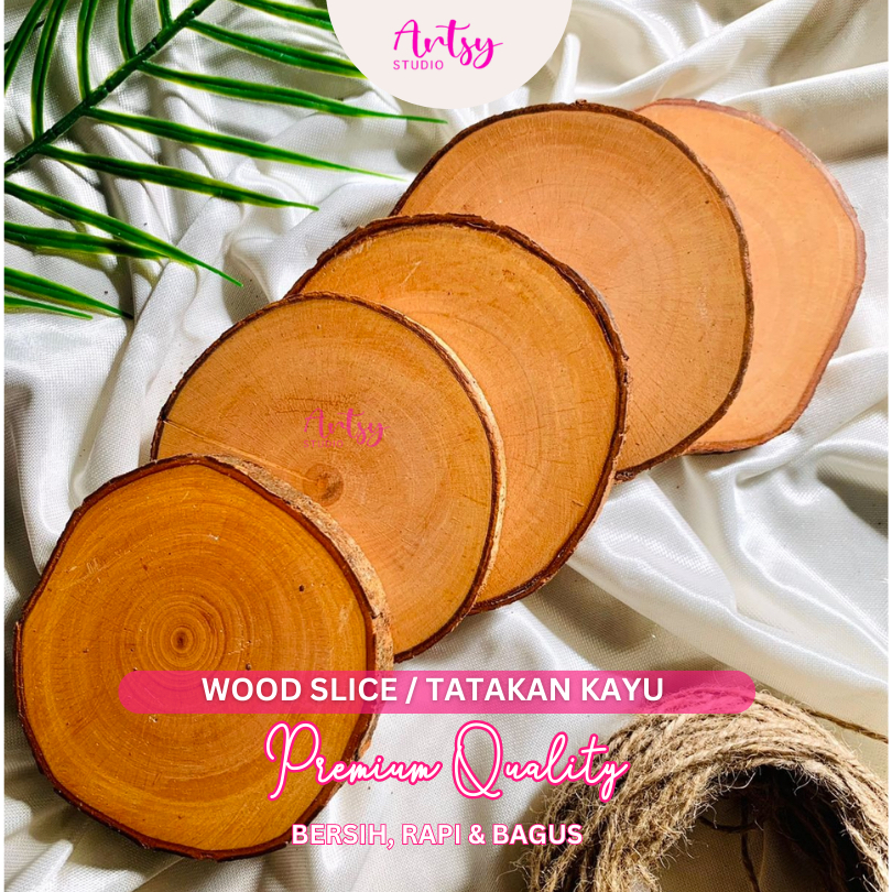 Jual ARTSY STUDIO Wooden Coaster/Wood Slice/Potongan Kayu Decor/Alas ...