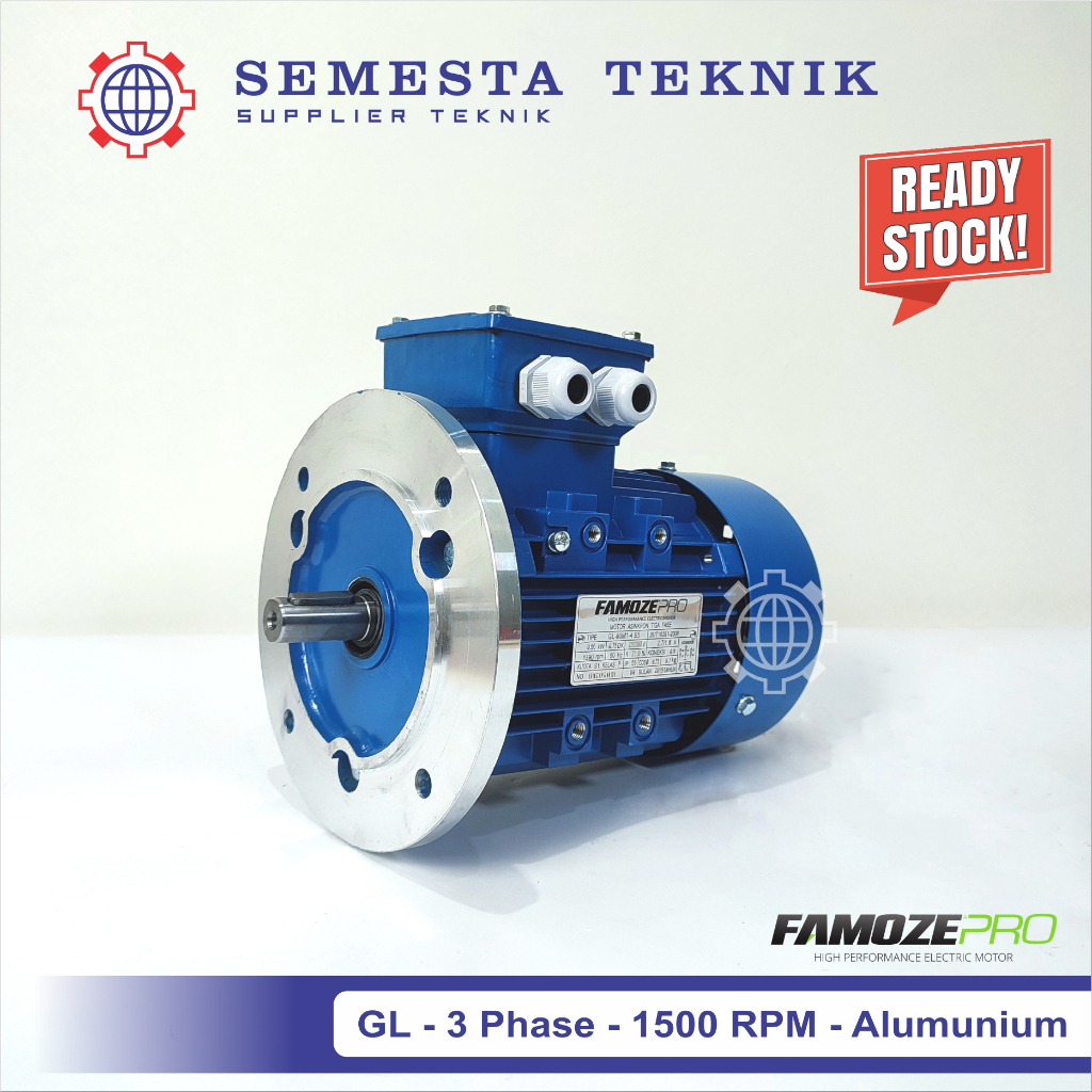 Jual Famoze Pro GL Dinamo Flange 3 Phase 2 HP 1500 RPM 4 POLE Electric Motor 2 PK 1.5 KW Output ...