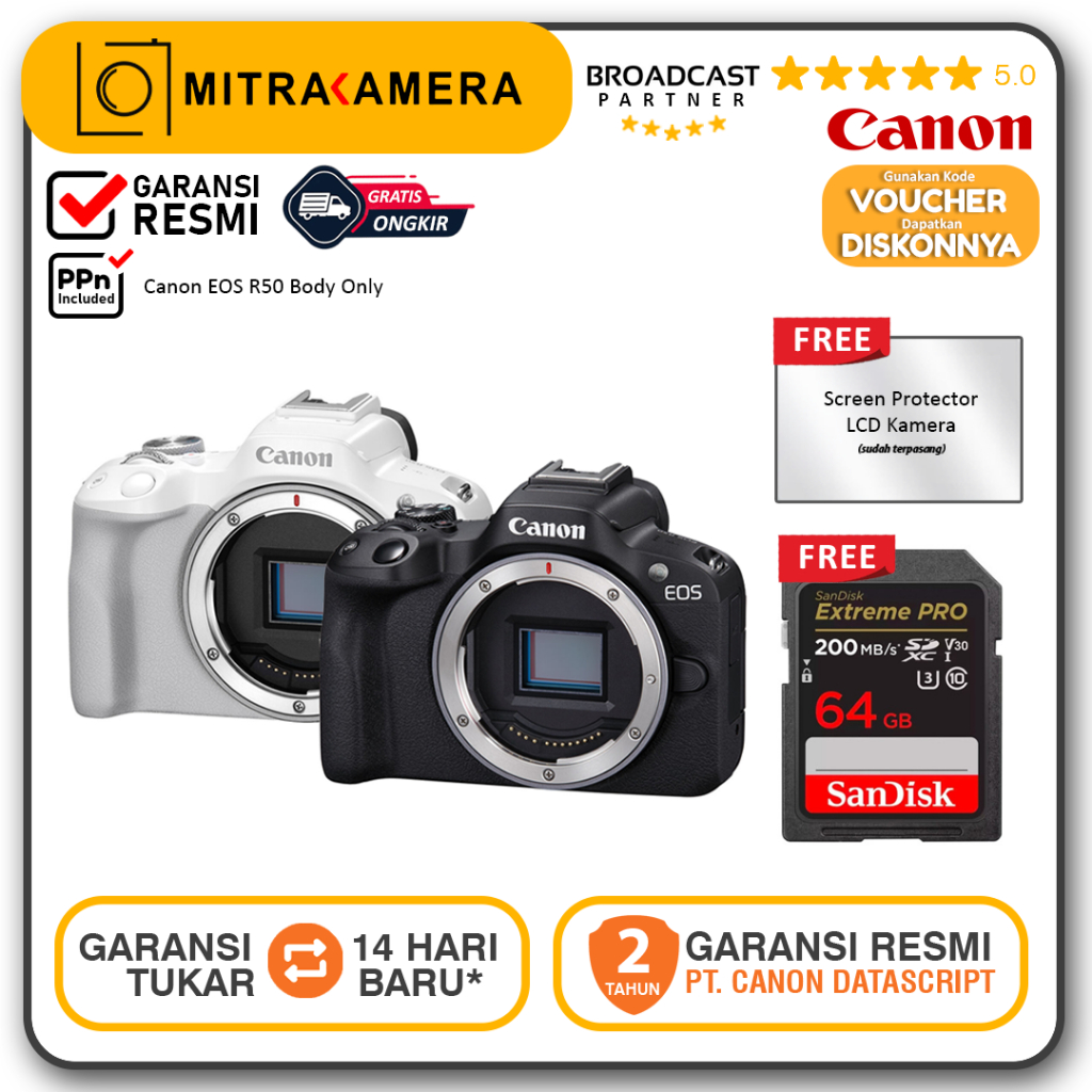 Jual Canon EOS R50 Mirrorless Camera Body Only | Shopee Indonesia