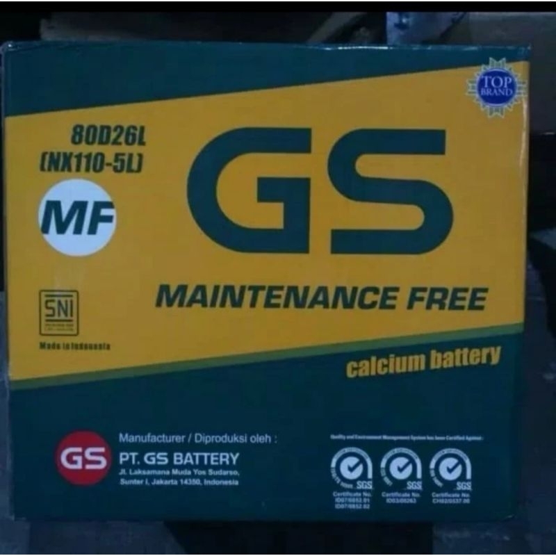 Jual AKI BATERAI KERING GS ASTRA 80D26L MF INNOVA DIESEL FORTUNER LEXUS ...