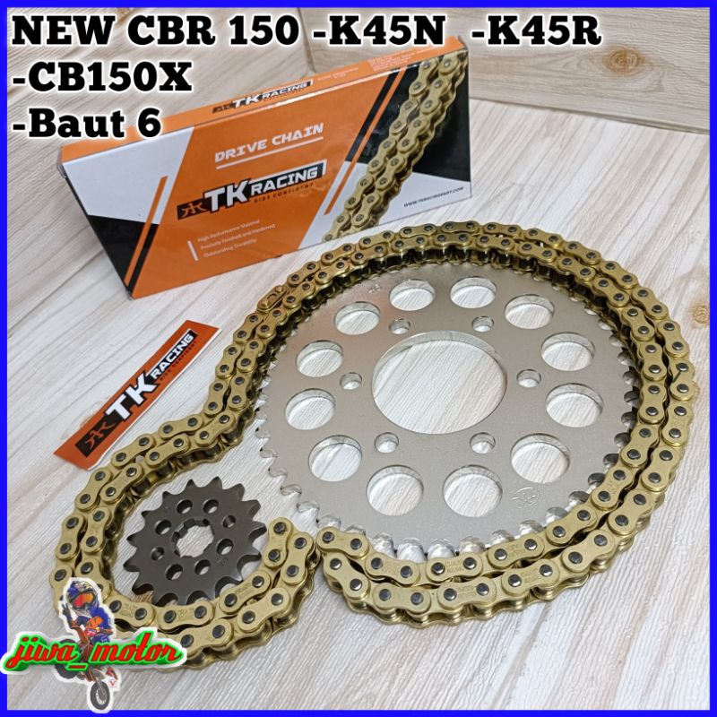Jual GEAR SET 428 TK racing / SSS NEW CBR 150 / CB 150 X LUBANG BAUT 6 ...