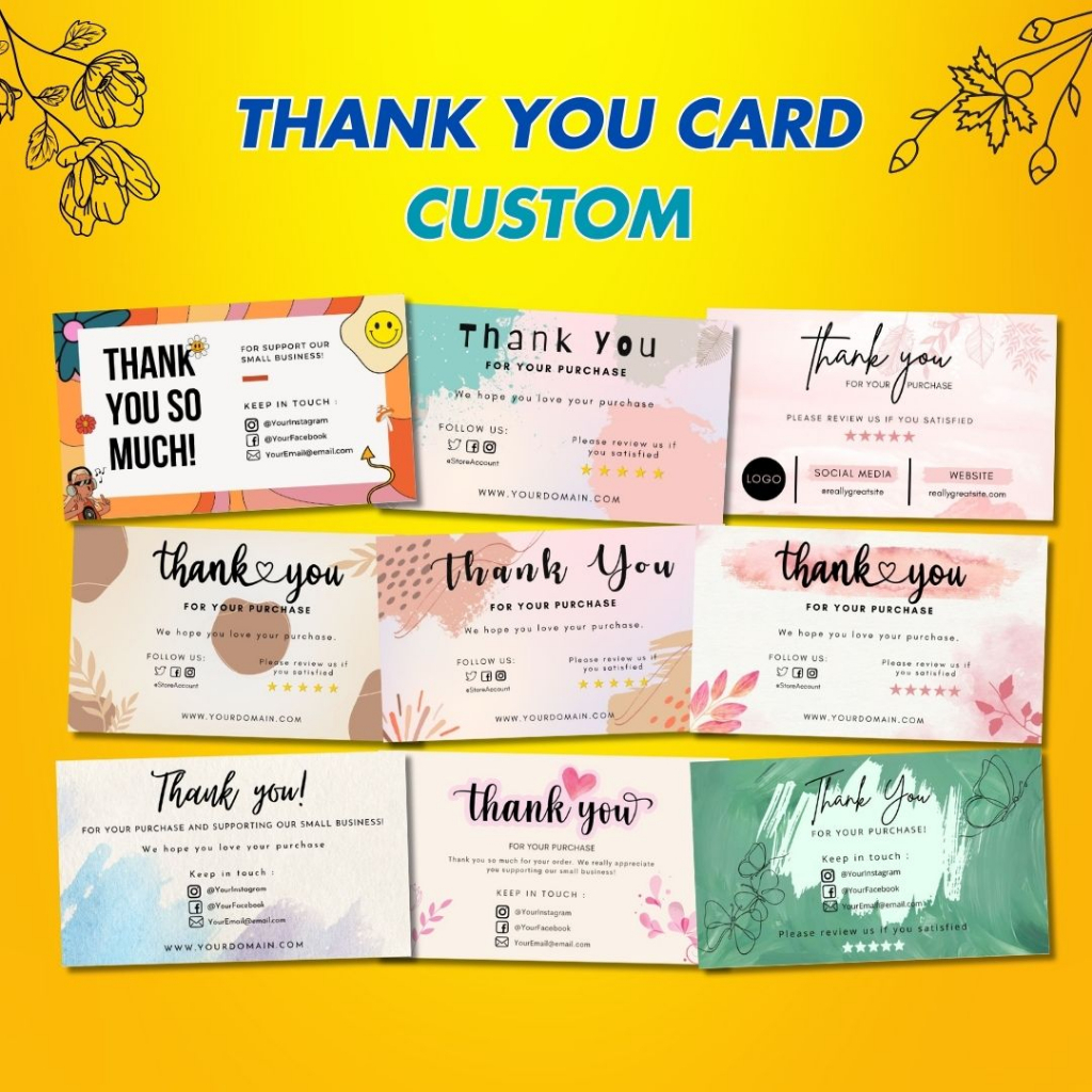 Jual Thank You Card Kartu Ucapan Terima Kasih Custom Murah Desain Bebas | Shopee Indonesia