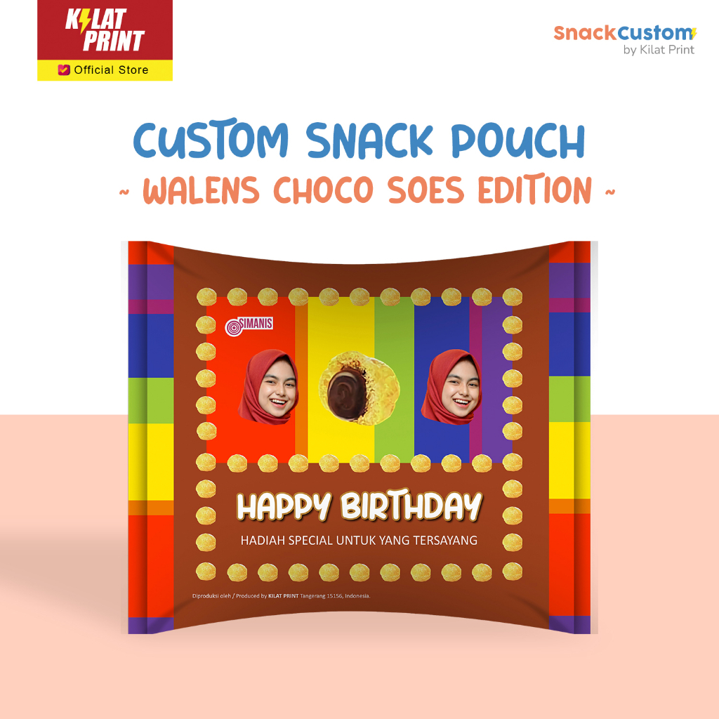 Jual Snack Custom Foto Teks Bungkus Pouch Jumbo Ala Walens Choco Soes ...