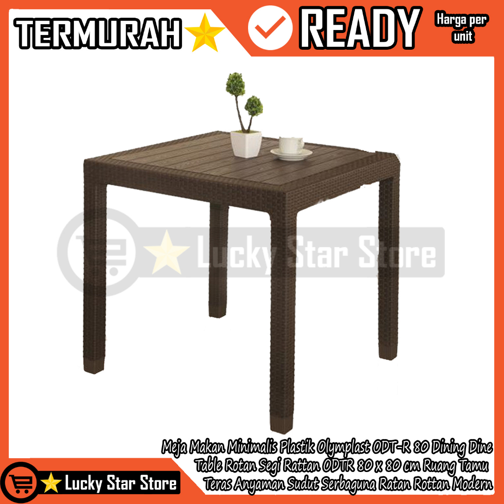 Jual Meja Makan Minimalis Plastik Olymplast ODT-R 80 Dining Dine Table Rotan Segi Rattan ODTR 80 ...