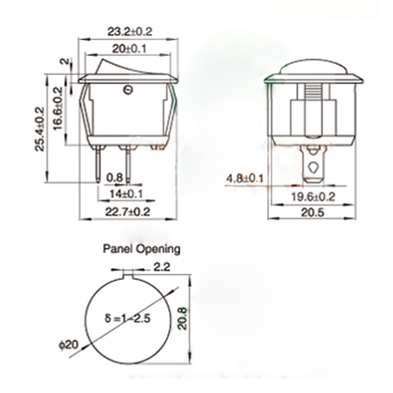 Jual Saklar Panel Bulat On-Off AC/DC High Power Max 10A Rocker Switch 2 ...