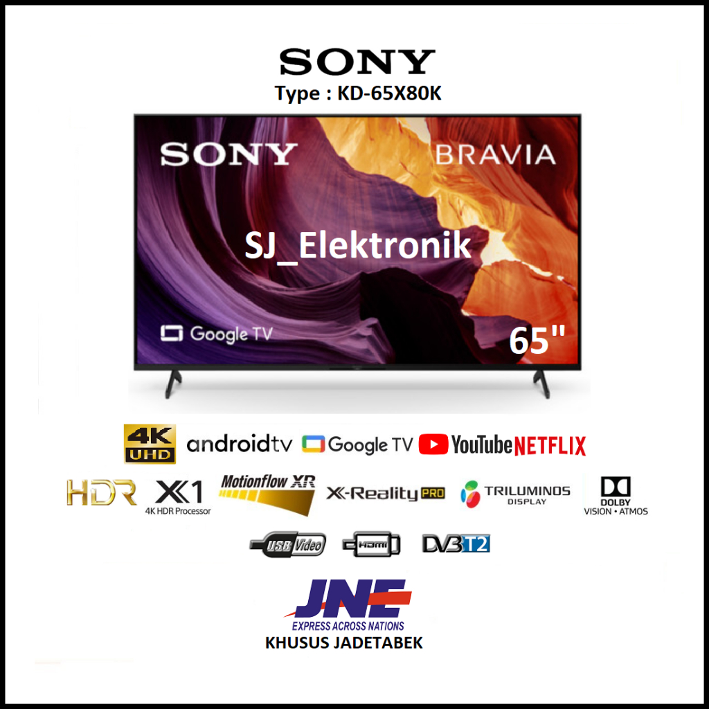 Jual Sony LED TV 65 Inch KD-65X80K / 65X80K AndroidTV UHD 4K - KD 65X80K | Shopee Indonesia