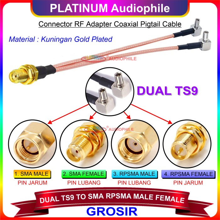 Jual Pigtail Dual TS9 to SMA RPSMA Male Female PT-21 22 23 24 Kabel Konektor RF Adapter Modem ...