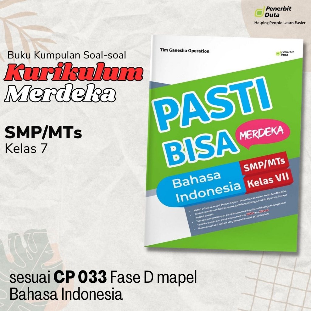 Jual Pasti Bisa Merdeka: Bahasa Indonesia SMP/MTs Kelas 7 Kurikulum Merdeka | Shopee Indonesia