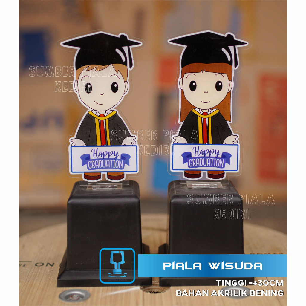 Jual Piala Wisuda akrilik, Happy Graduation, Piala Tk Kelulusan Non ...