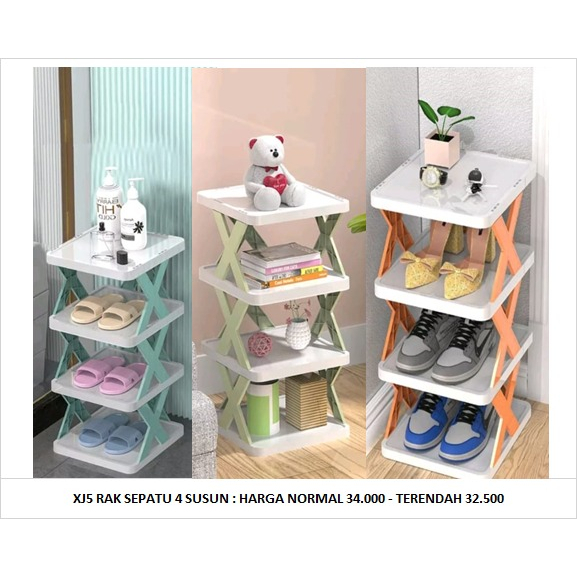 Jual BISA COD Rak Sepatu 4 Susun Plastik Tempat Sandal Sepatu Rak ...