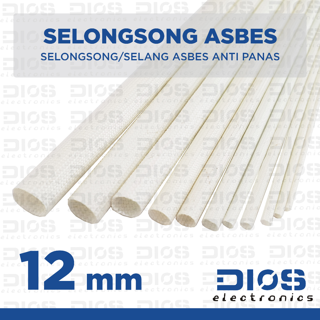 Jual Selang Asbes Selongsong Kabel Anti Panas Putih 12 mm eceran per pc ...