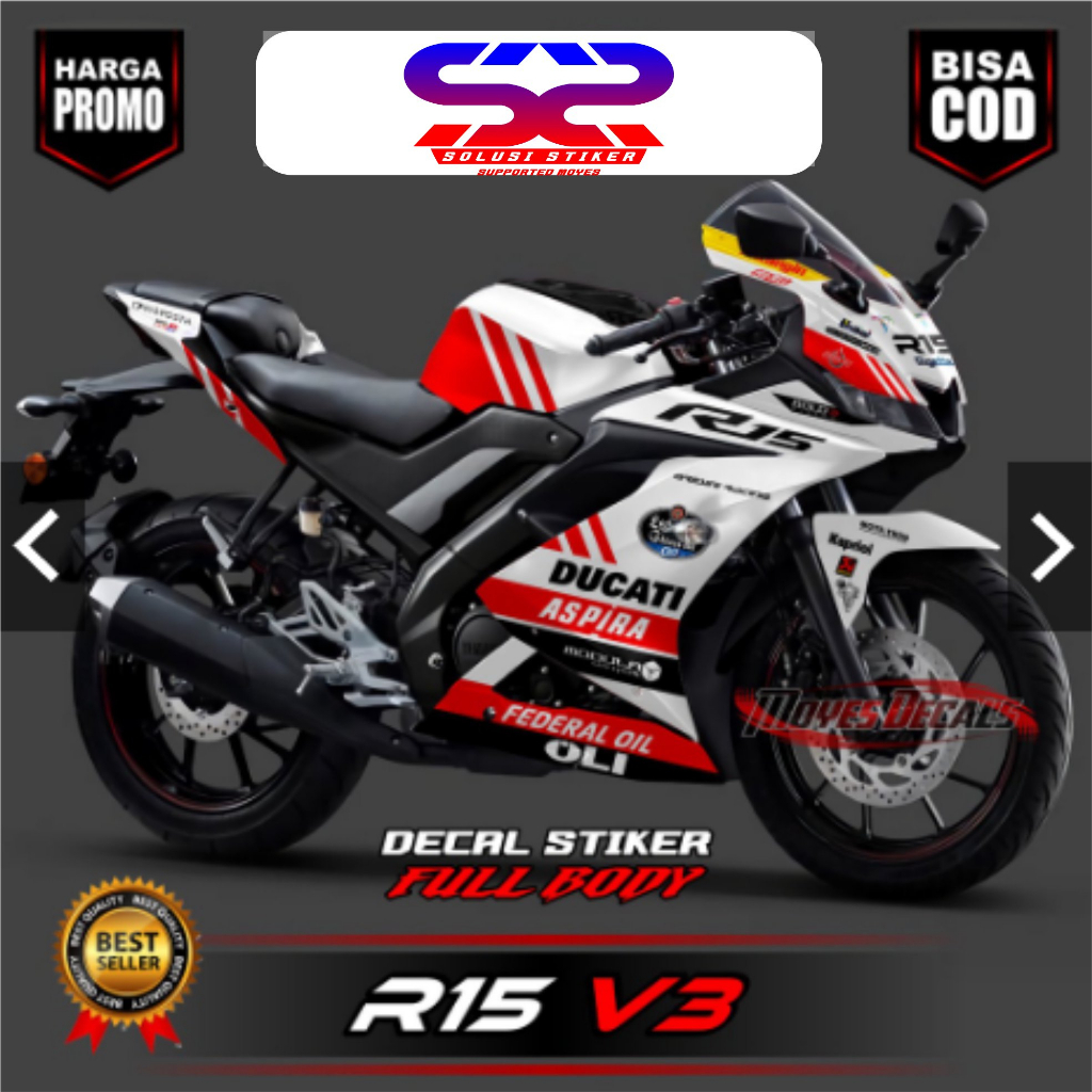 Jual [COD]Sticker Decal R15 V3 Motif\Racing Putih FullBody Decal Yamaha ...